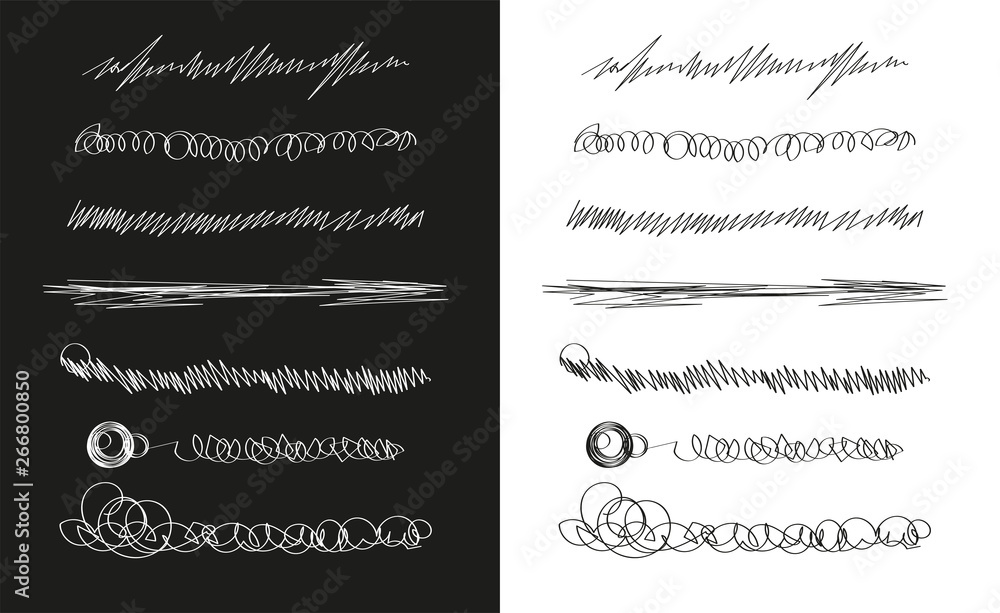 Hand drawn set of lines.Marker line divider, handmade pencil strokes ...