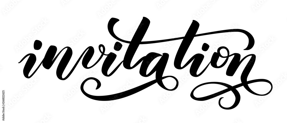 Handwritten brush calligraphy Invitation isolated on white. Vector ...