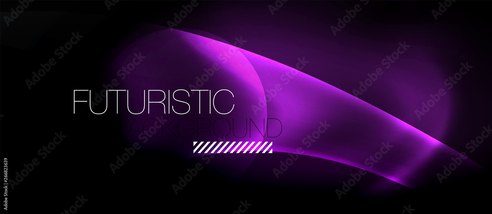 Dark background with neon color waves, vector template Stock Vector ...