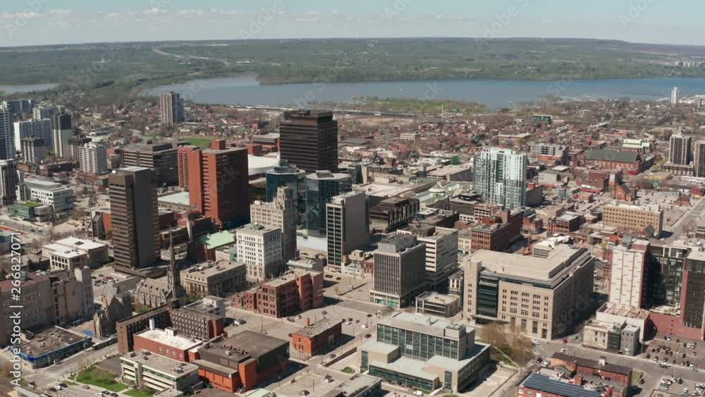 Hamilton Ontario Canada 4k Aerial Drone of Skyline Downtown Core of ...