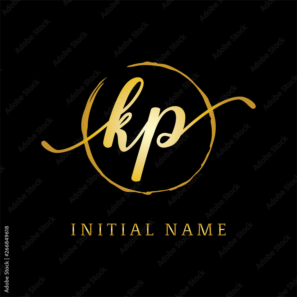 KP Initial name Gold sign logo Stock Vector | Adobe Stock