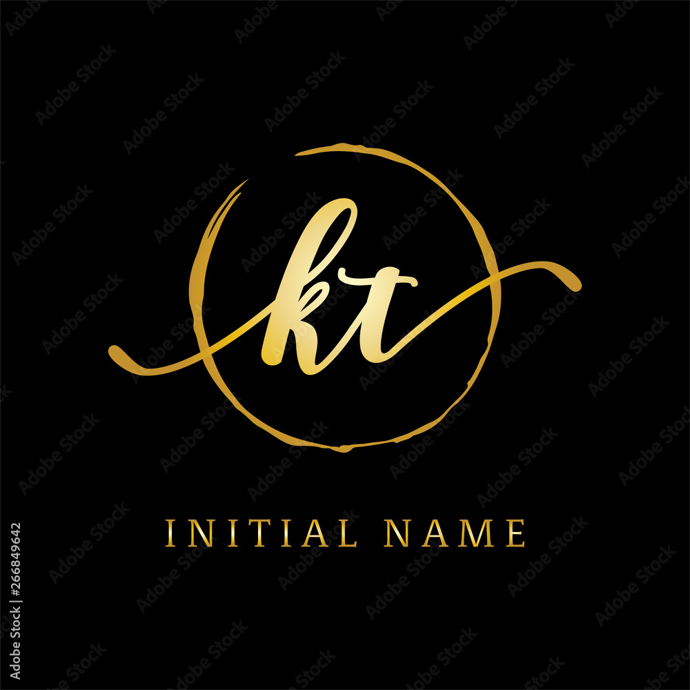 KT Initial name Gold sign logo Stock Vector | Adobe Stock