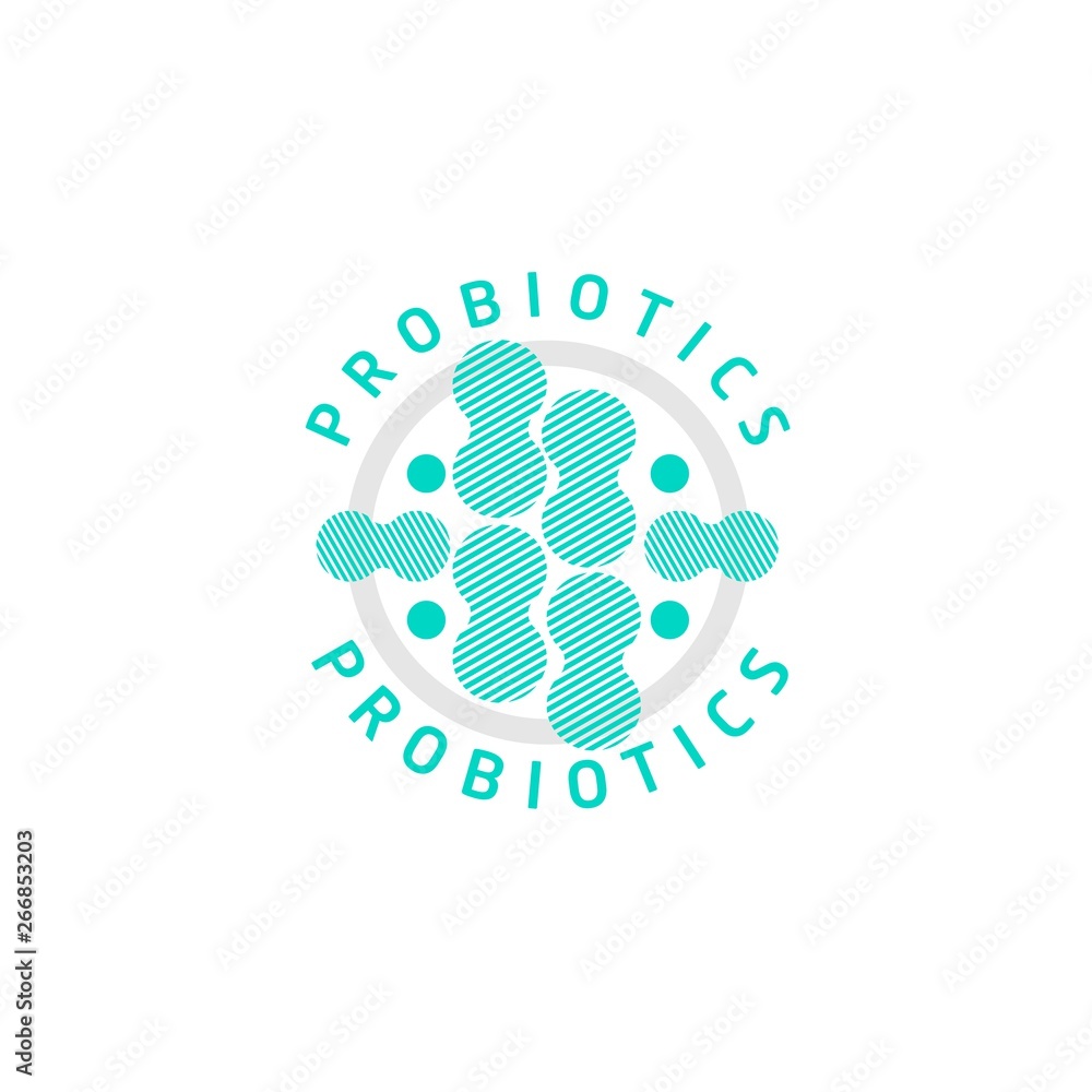 Probiotics logo. Bacteria logo. Concept of healthy nutrition ingredient ...