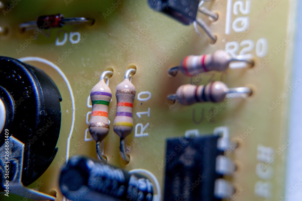 Resistor on Electronic circuit board,use for wallpaper, used as ...