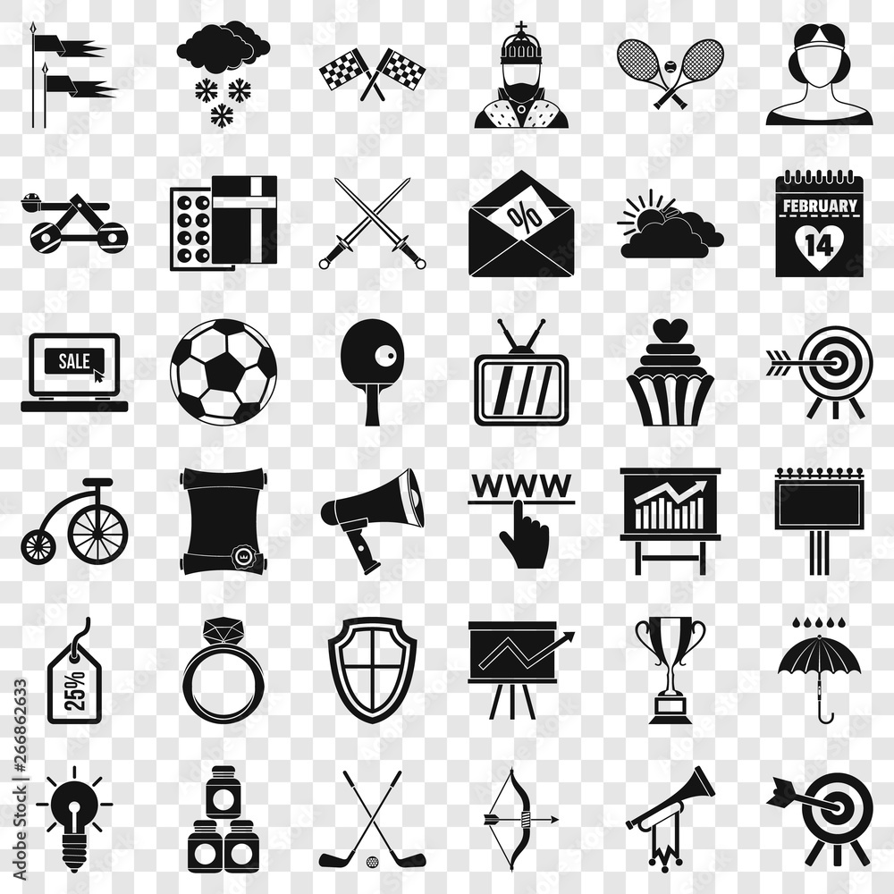 Flying arrow rrow icons set. Simple style of 36 flying arrow vector ...