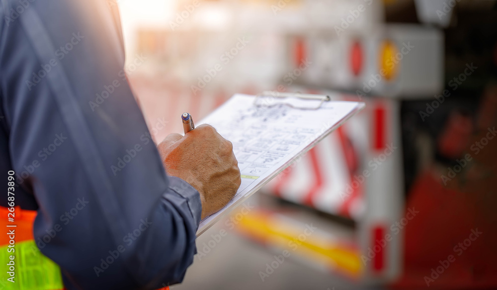 Preforming a pre-trip inspection on a truck,Concept preventive ...