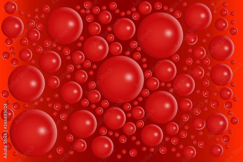 Red bubbles on same color gradient background. Blood molecules or ...
