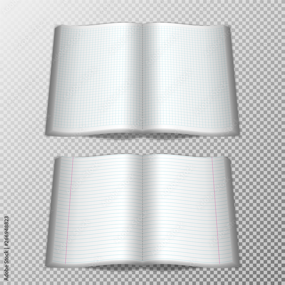 Open brochure with lines fnd squares template. Realistic layout for ...