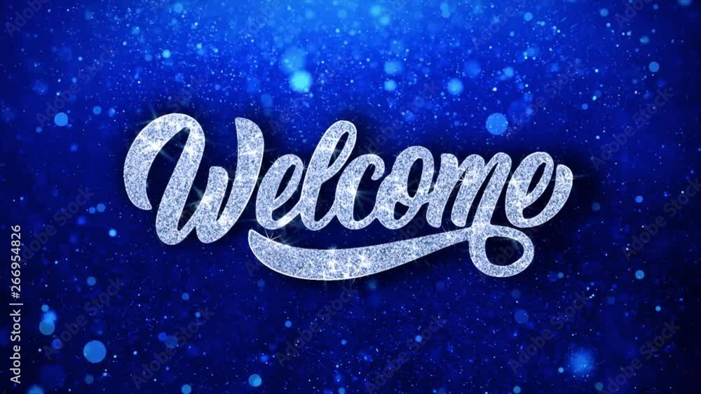 Welcome Blue Text Greetings card Abstract Blinking Sparkle Glitter ...
