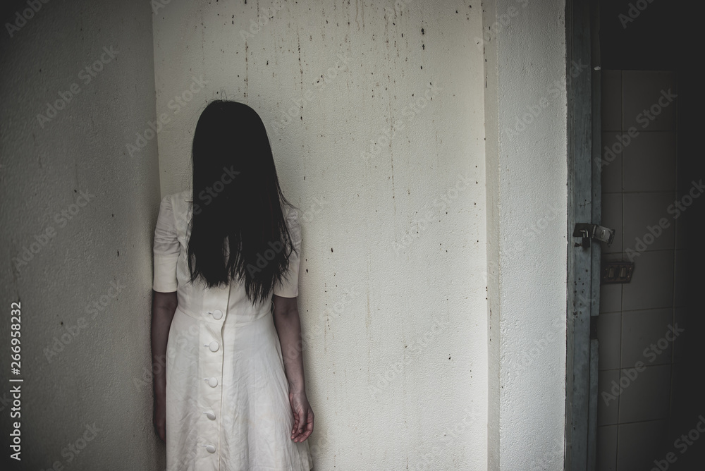 Portrait of asian woman make up ghost face with blood,Horror scene ...