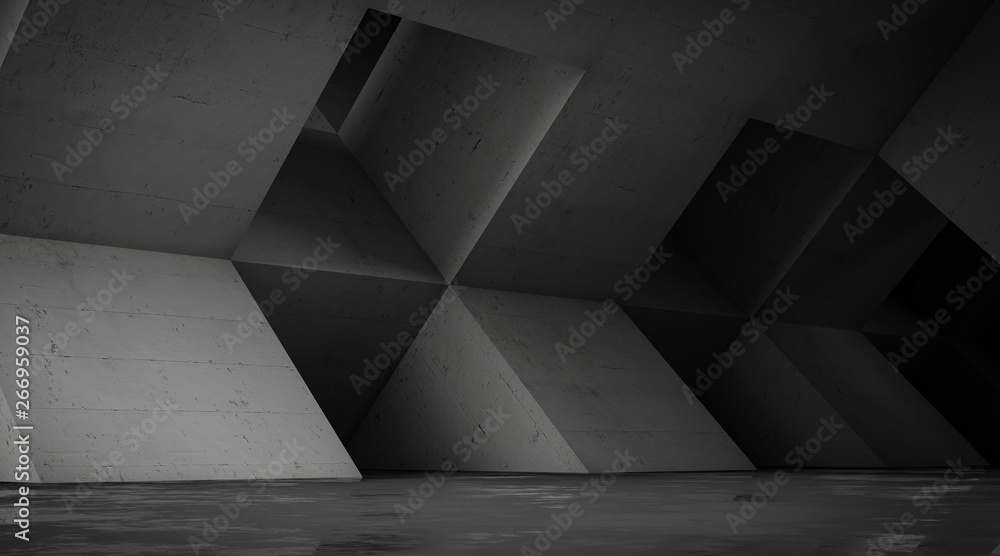 Abstract empty concrete space with geometric shapes, contemporary ...