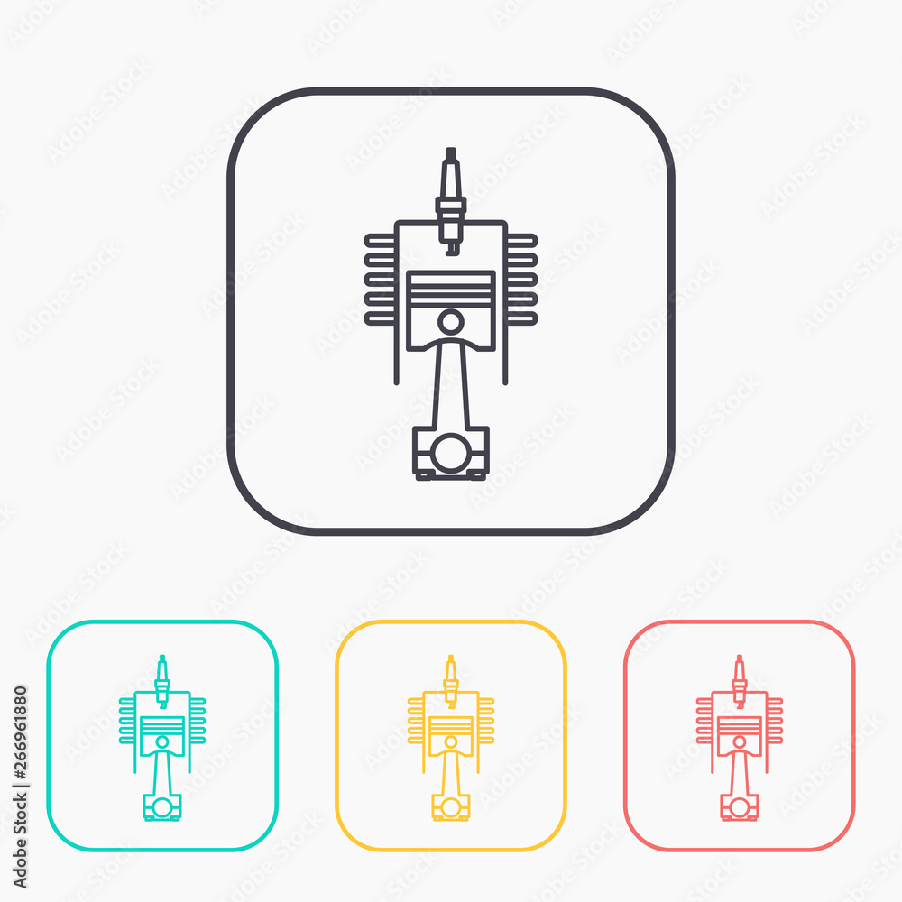 vector outline icon of engine piston and cylinder Stock Vector | Adobe ...