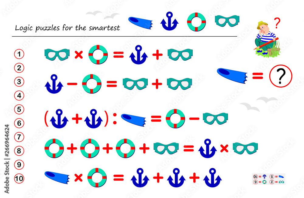 Mathematical logic puzzle game for smartest. Solve examples and count ...