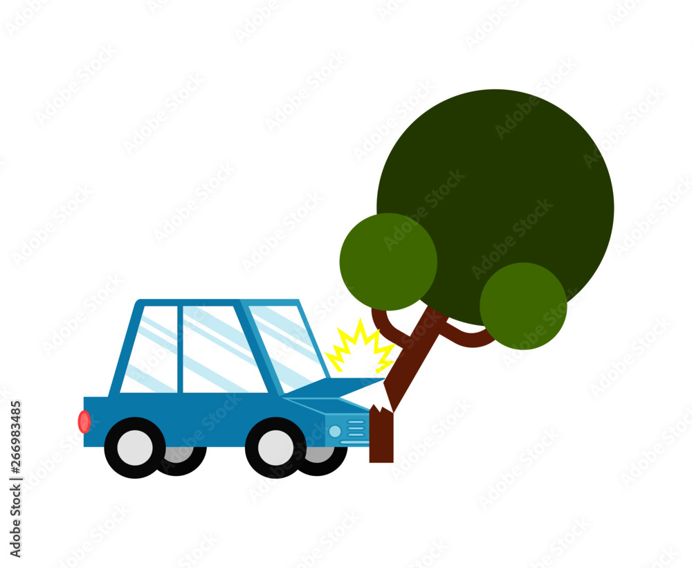 Car Crash Into Tree Clip Art