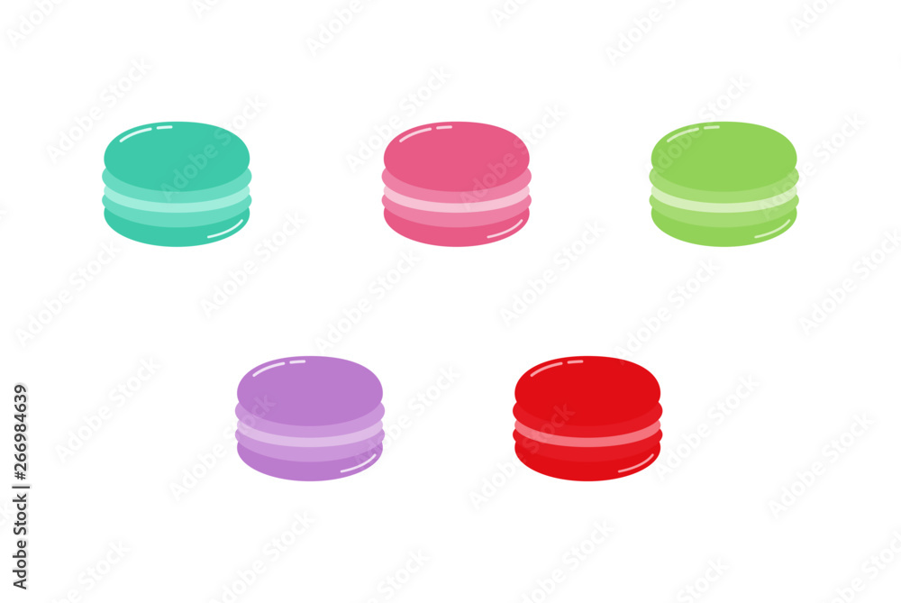 Cartoon macarons set on White Background for cafe or restaurant ...