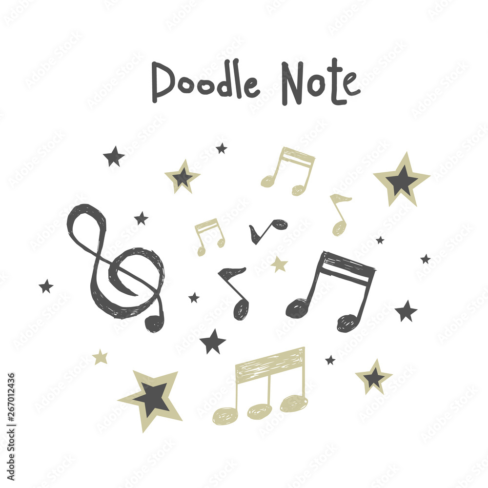 Hand Drawn Musical Notes And Stars And A Treble Clef Musical Notes In hand-drawn-musical-notes-and-stars-and-a-treble-clef-musical-notes-in