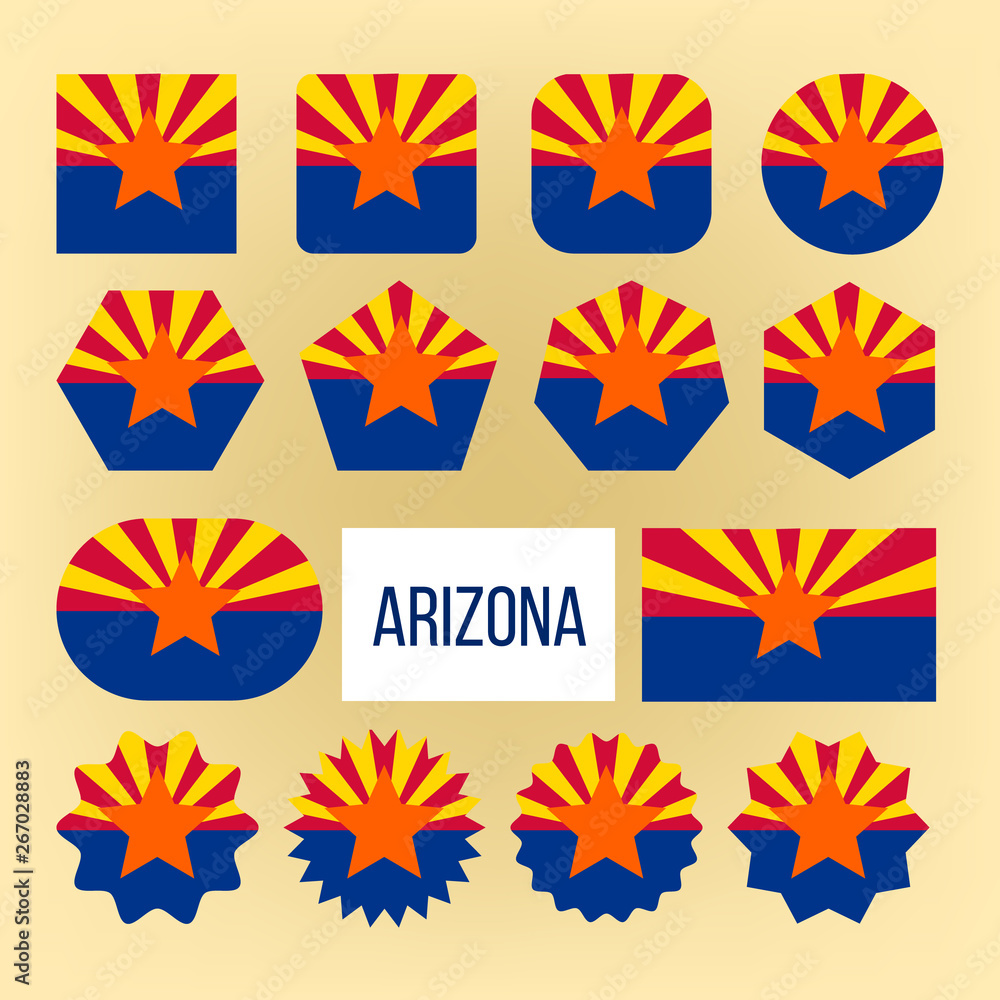 Arizona Flag Collection Figure Icons Set Vector. Symbol Of State In ...