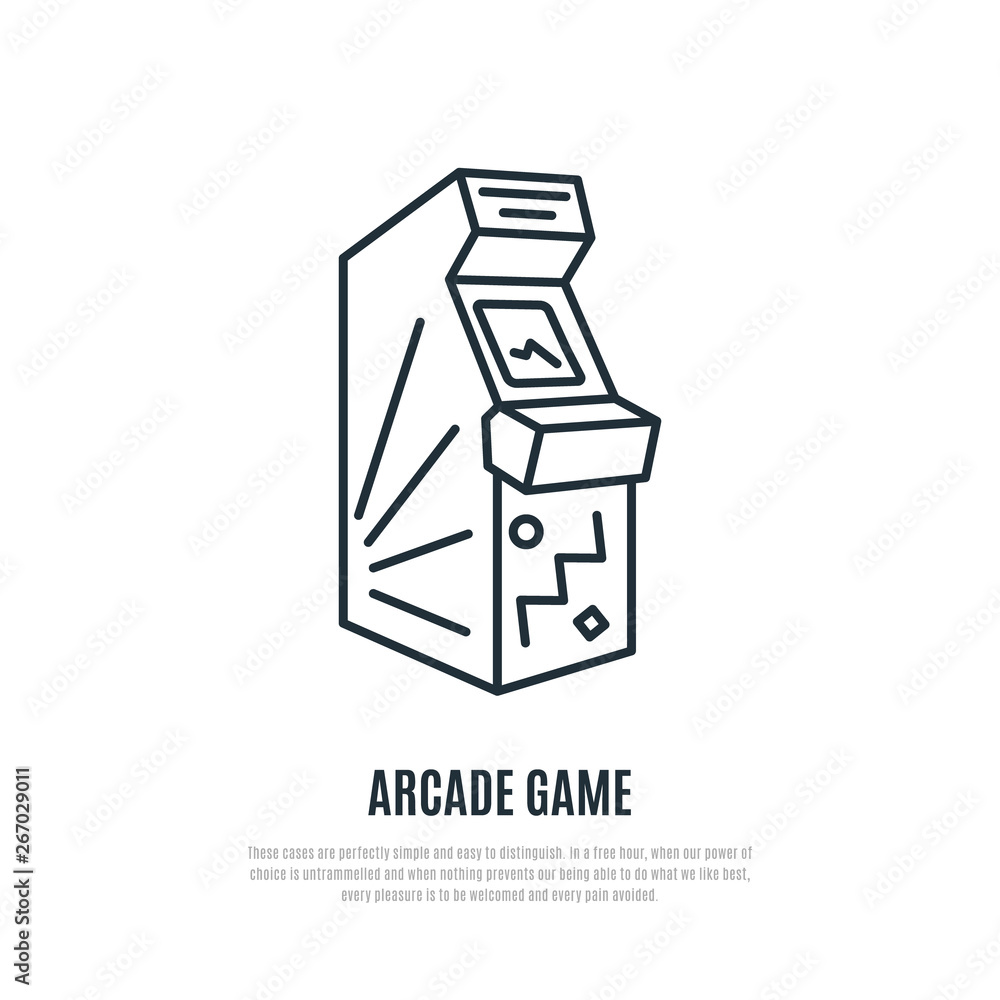 Arcade game line icon. Arcade machine symbol. Liner style. Vector ...