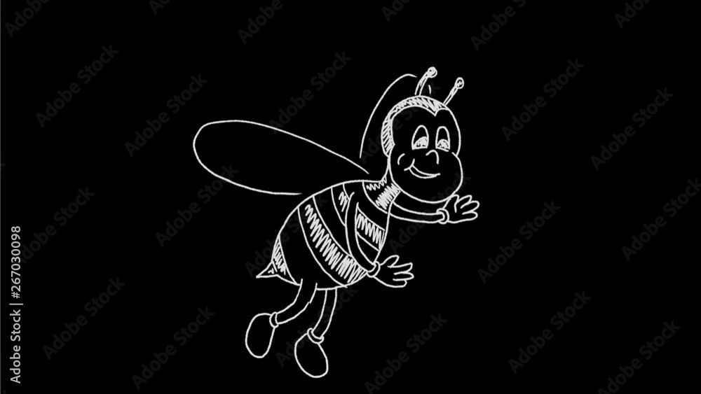 2d Animation motion graphics drawing of a cartoon busy honey bee flying ...