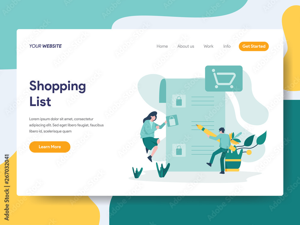 Landing page template of Shopping List Illustration Concept. Modern ...