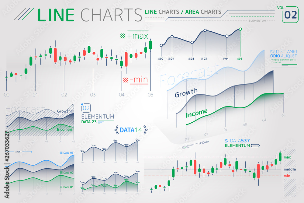 Line Charts and Area Charts Infographic Elements Stock Vector | Adobe Stock