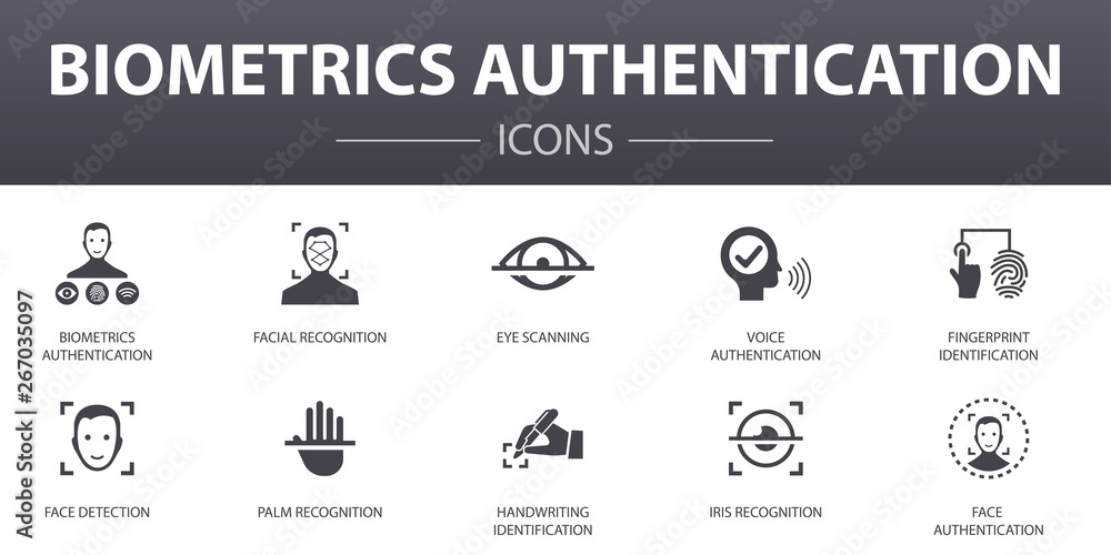 Vetor de Biometrics authentication simple concept icons set. Contains ...