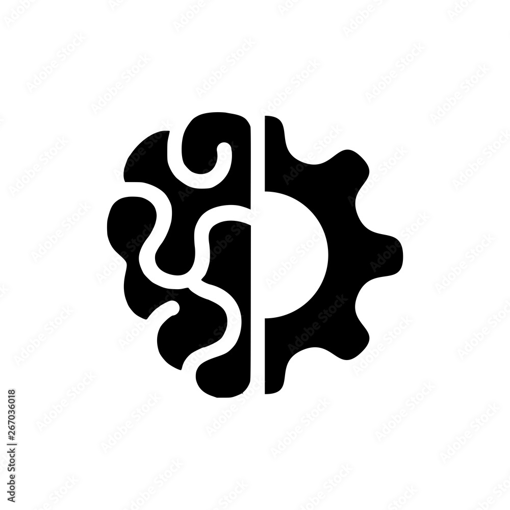 Brain and gear cog logo icon Stock Illustration | Adobe Stock