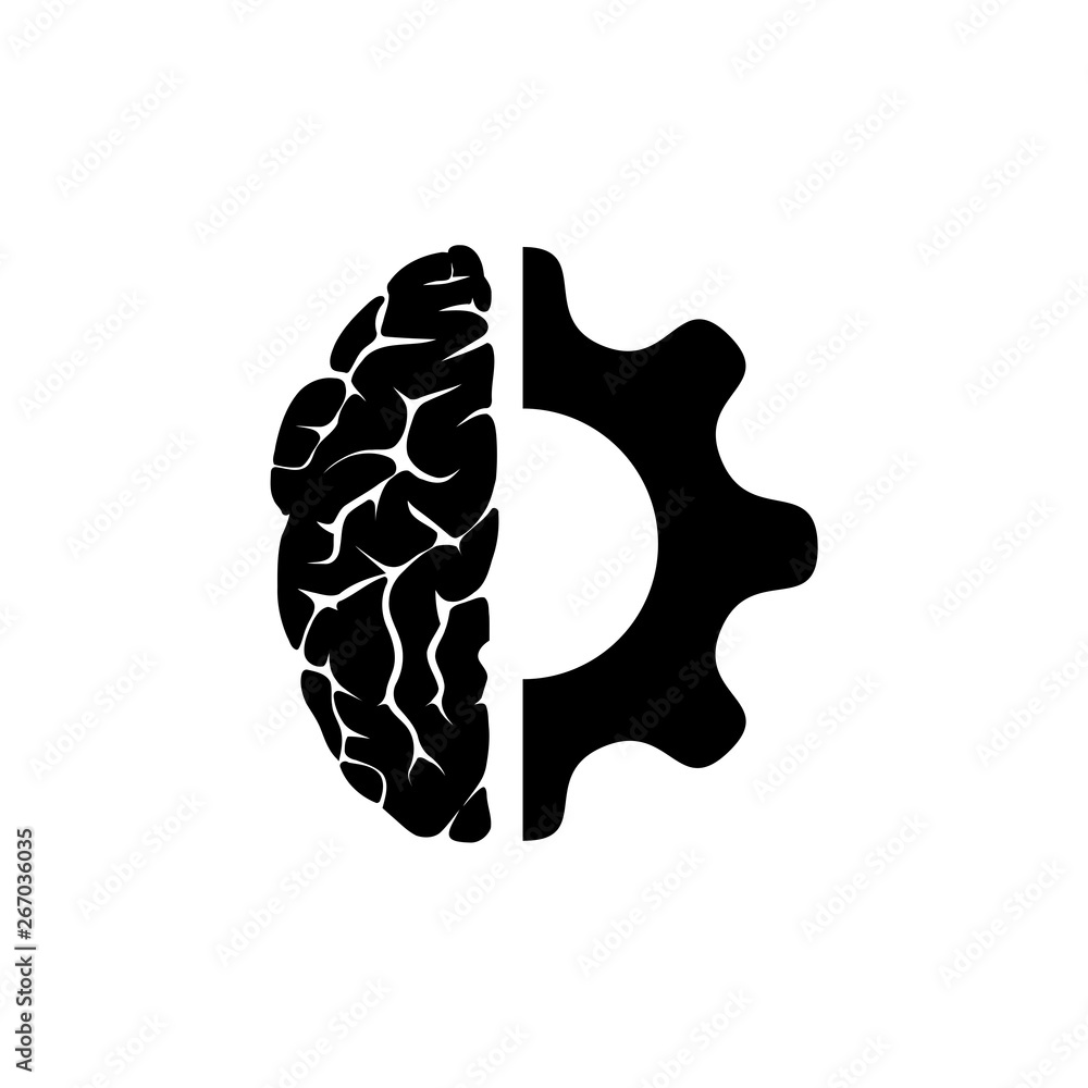 Brain and gear cog logo icon Stock Illustration | Adobe Stock