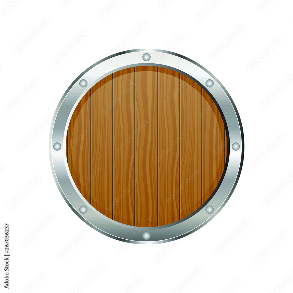 Medieval wooden shield vector illustration isolated on white background ...