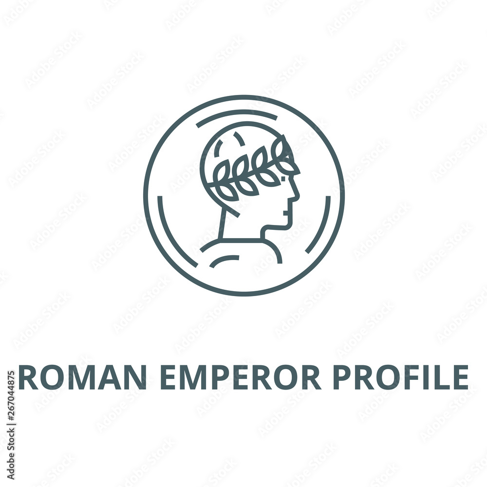 Roman emperor profile vector line icon, outline concept, linear sign ...