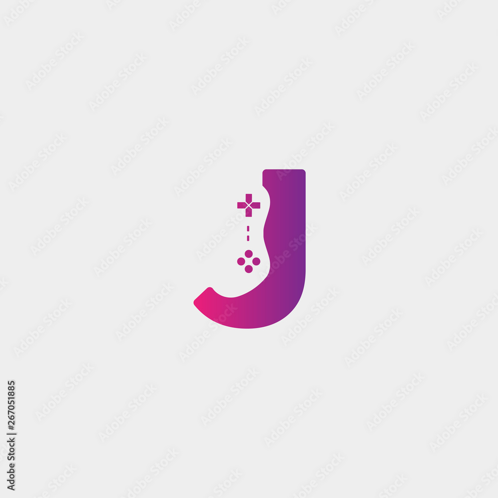 letter jgame logo design template vector illustration,gamepad icon ...