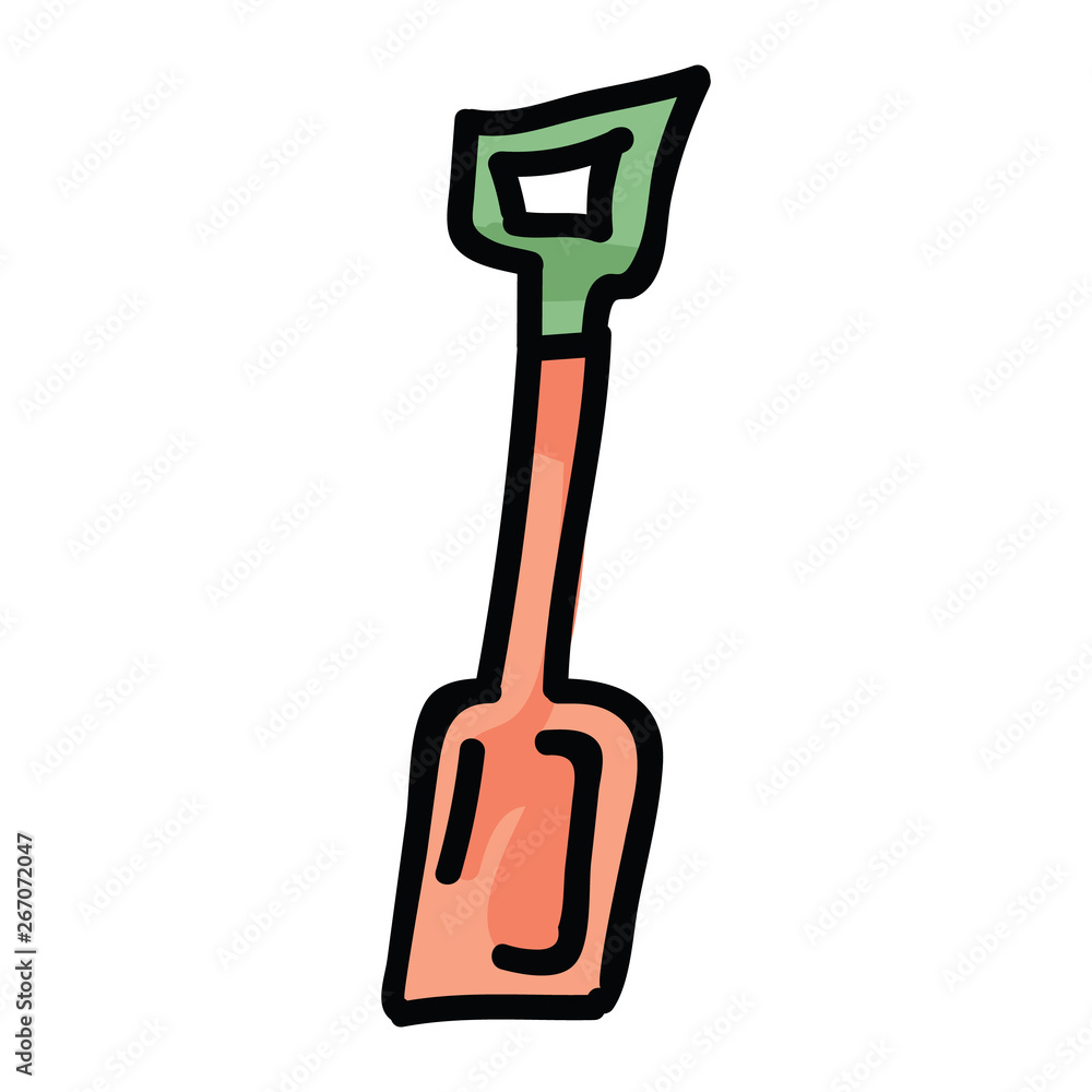 Cute spade cartoon vector illustration motif set. Hand drawn isolated ...