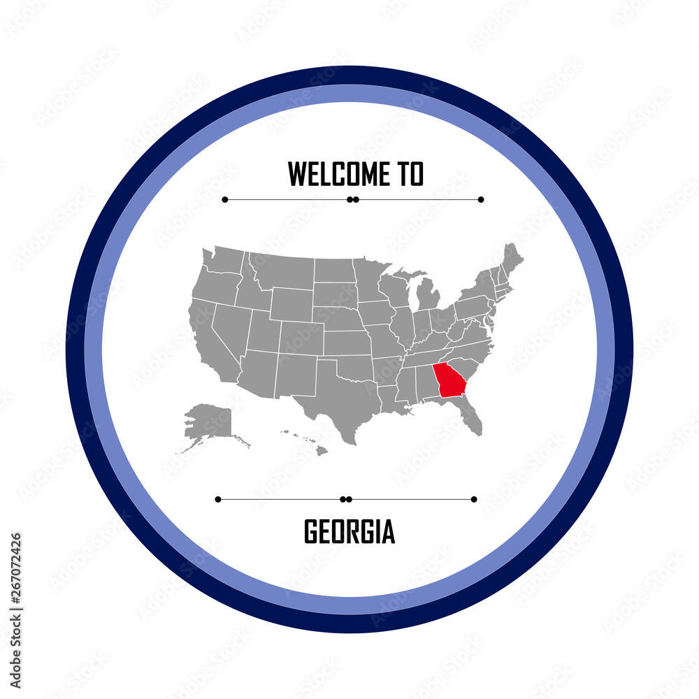 Georgia, Map of united states of america with landmark of Georgia ...