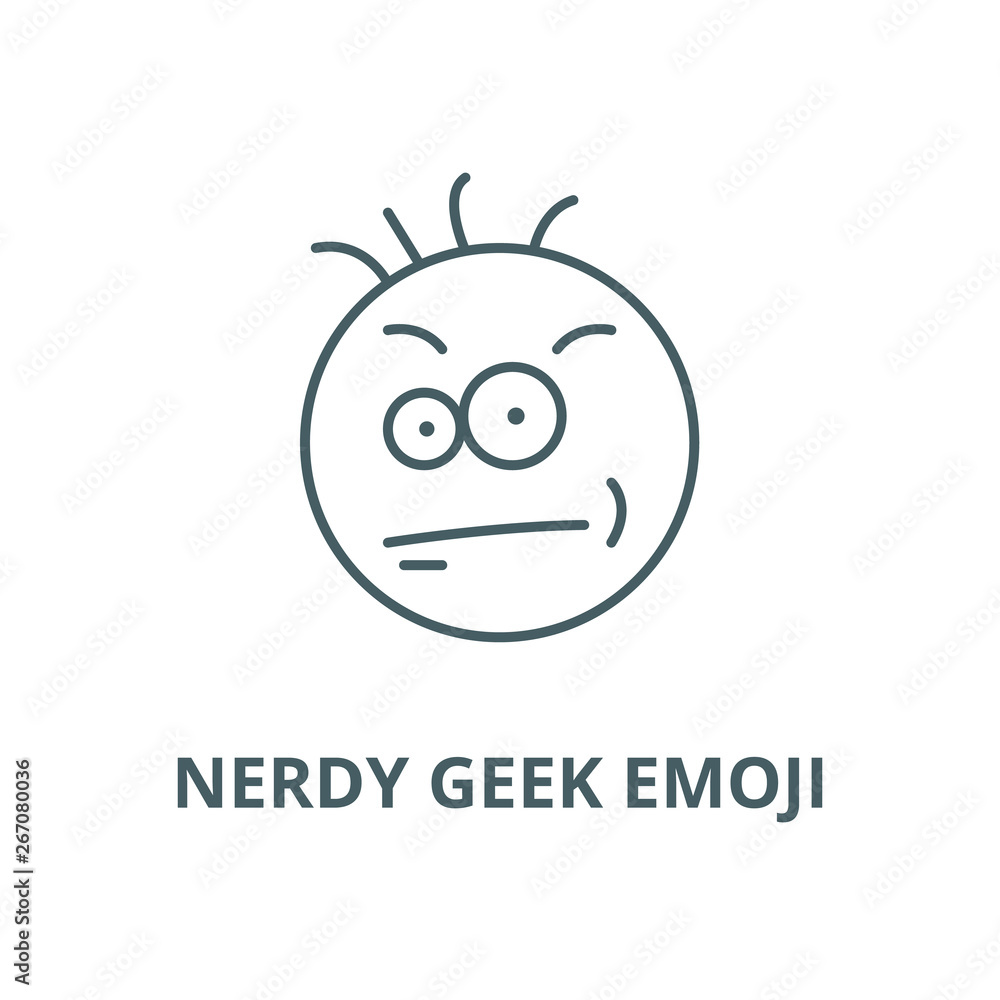 Nerdy geek emoji vector line icon, outline concept, linear sign Stock ...