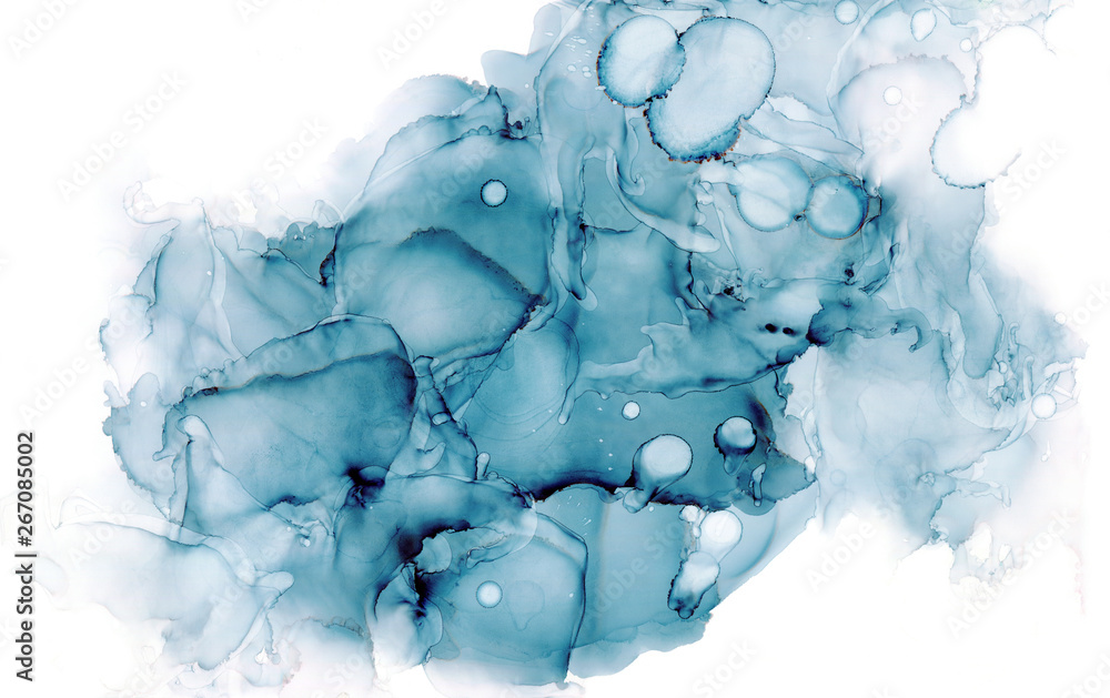 Indigo ink abstract background. Alcohol Ink modern art. Sophisticated ...