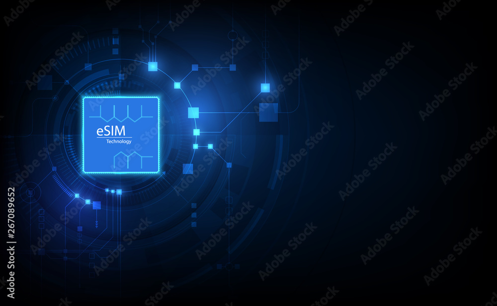 eSIM card chip sign. Embedded SIM concept. New mobile communication ...