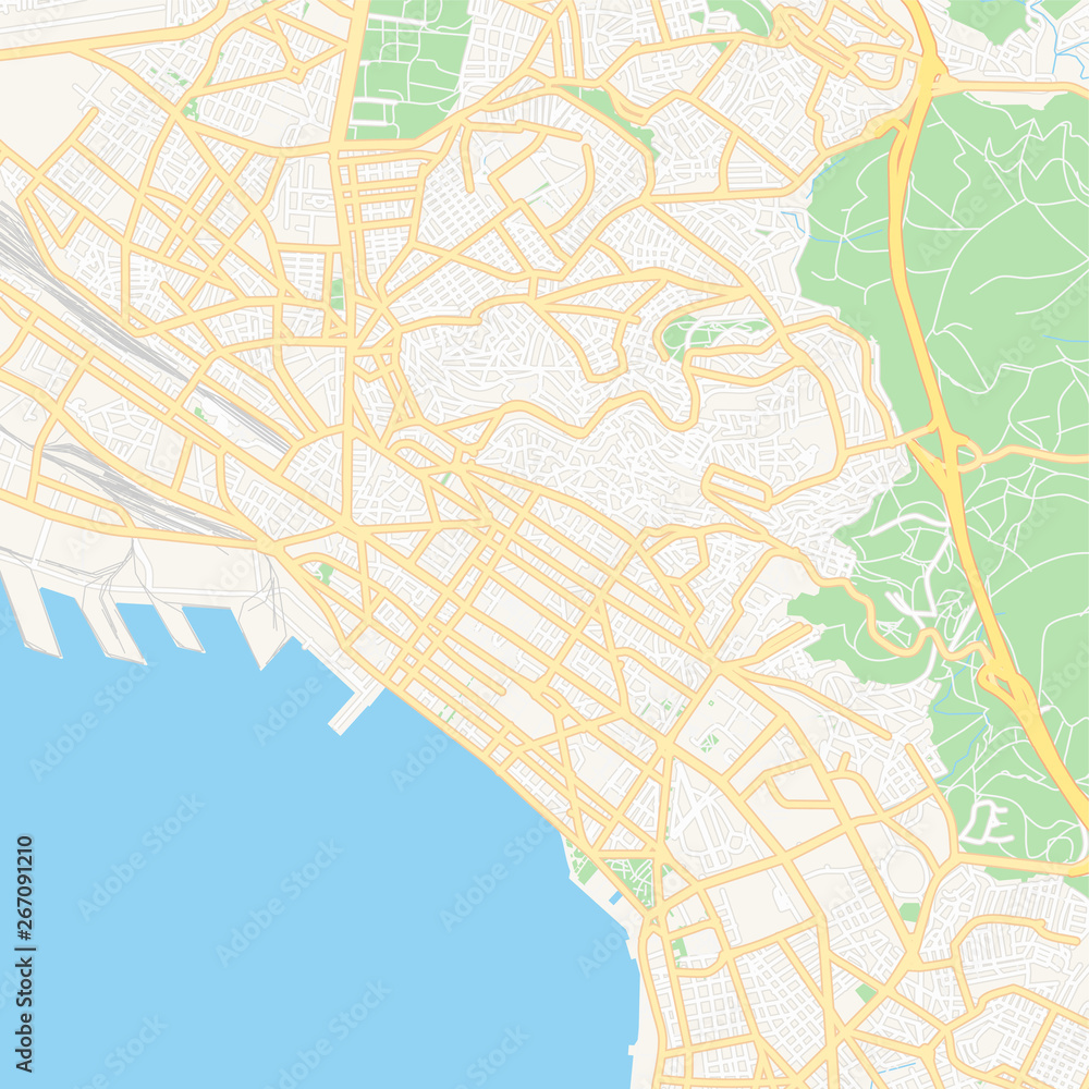 Thessaloniki, Greece printable map Stock Vector | Adobe Stock