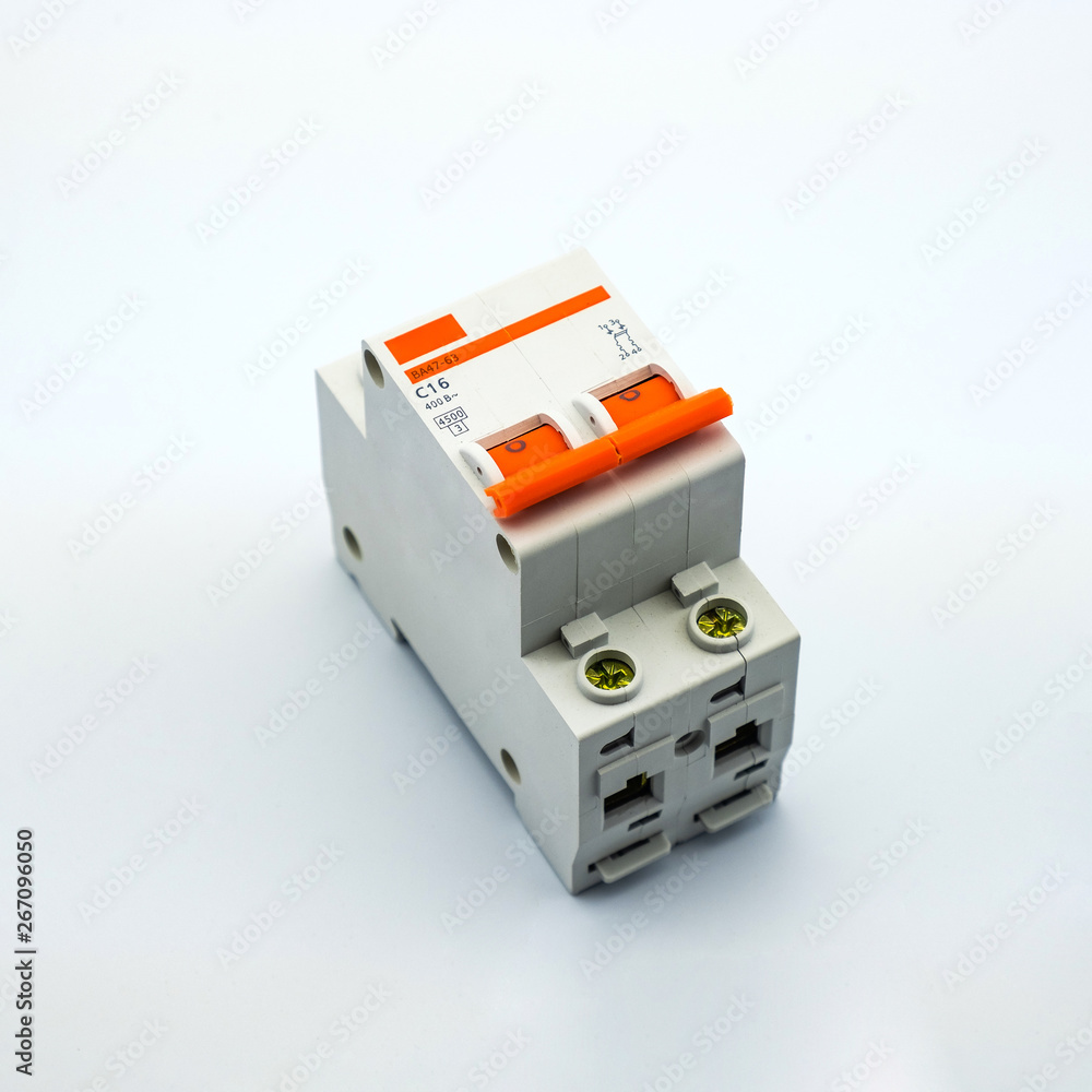 Electric switch concept isolated on white background. A photo of an ...
