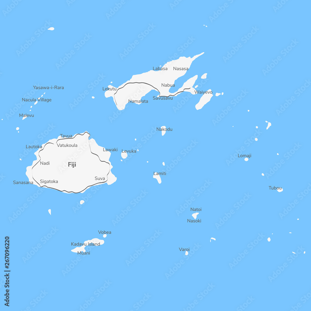Detailed vector map Fiji. Stock Vector | Adobe Stock