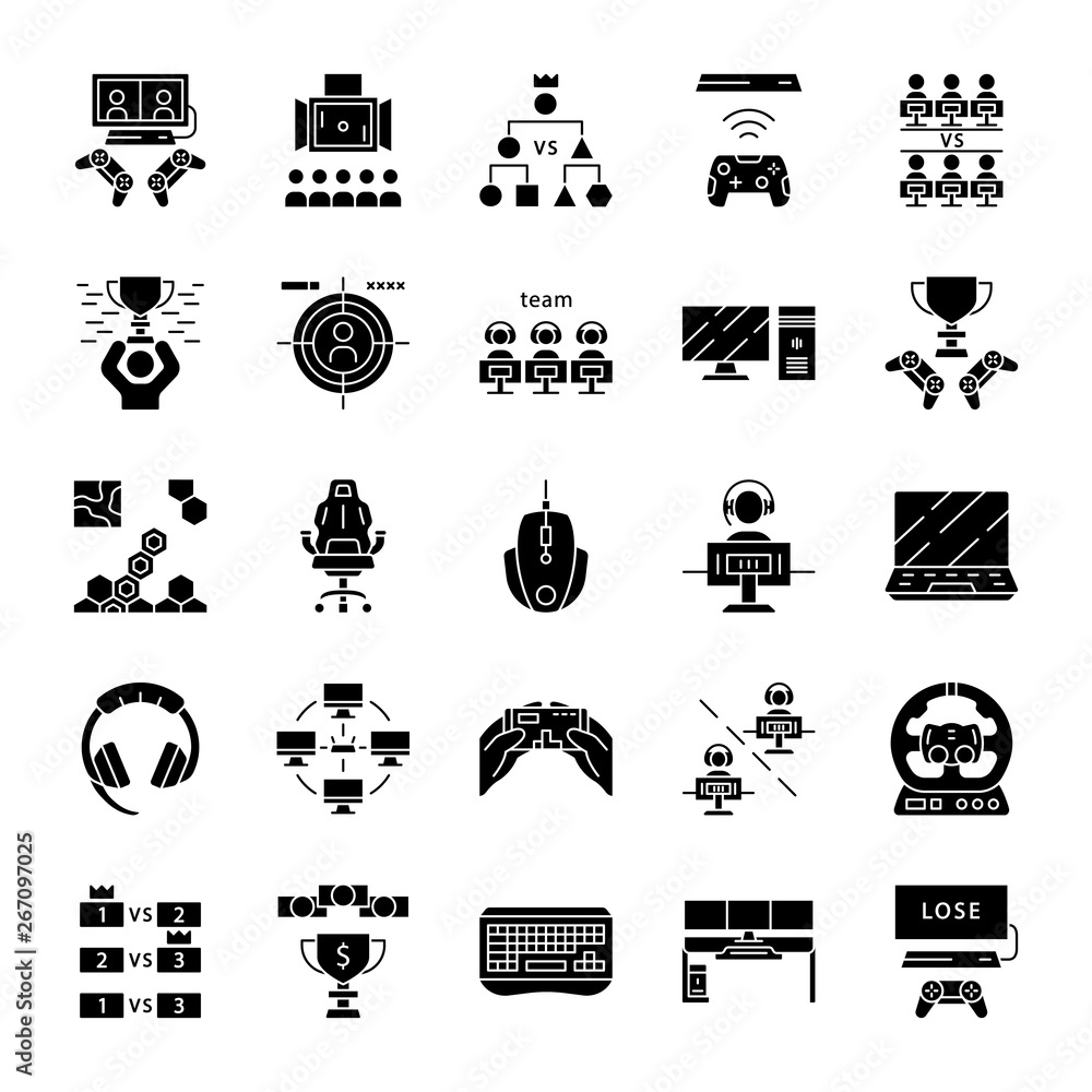 Esports glyph icons set Stock Vector | Adobe Stock