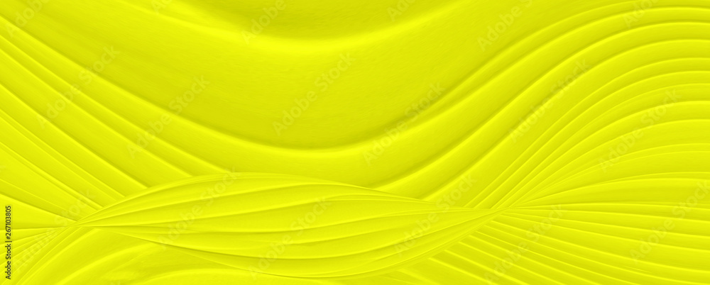 Yellow background 3 d with elements of waves in a fantastic abstract ...