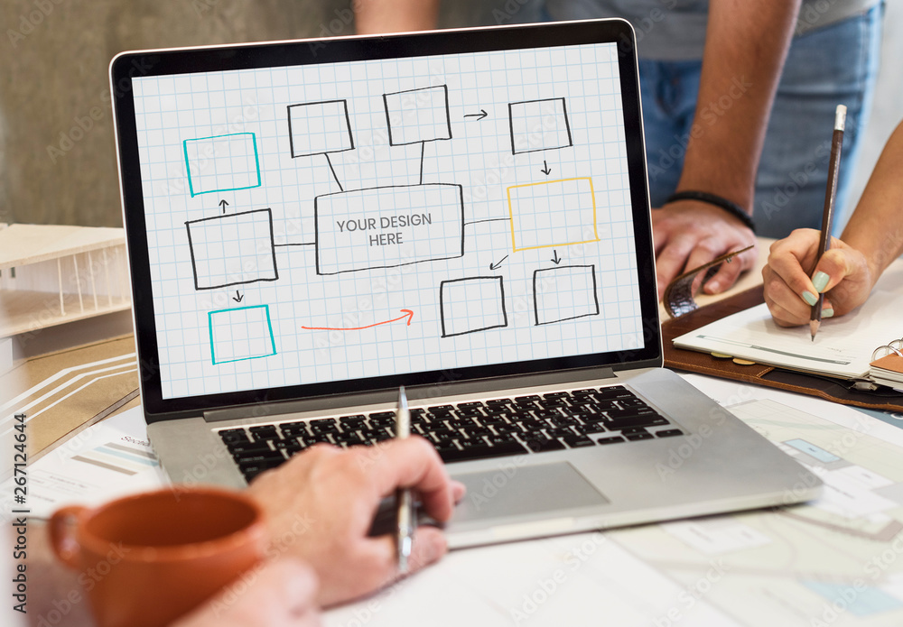 Brainstorming Mockup on Computer Screen Stock Template | Adobe Stock