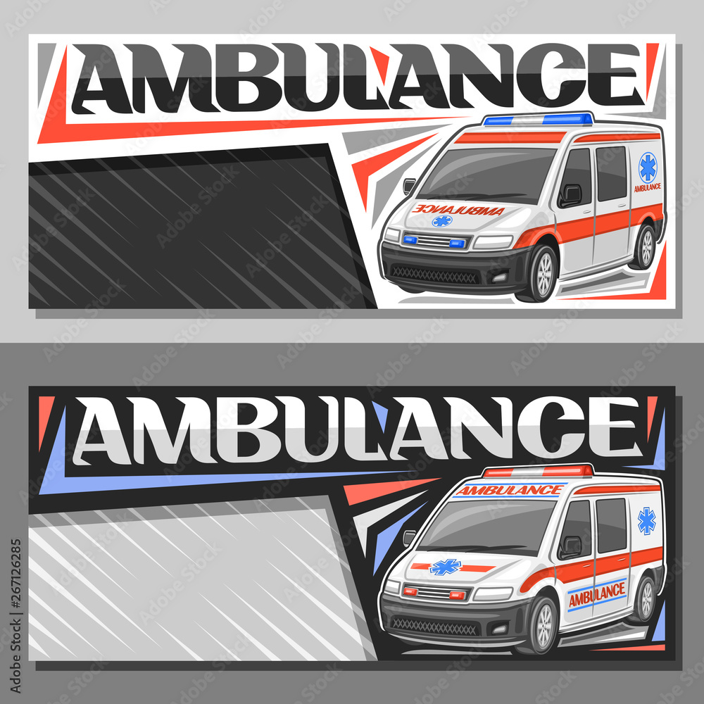 Vector layouts for Ambulance with copy space, sign boards with white ...