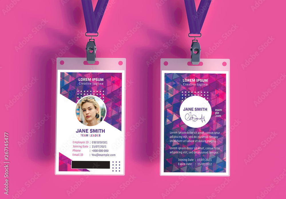 ID Badge with Geometric Elements Stock Template | Adobe Stock