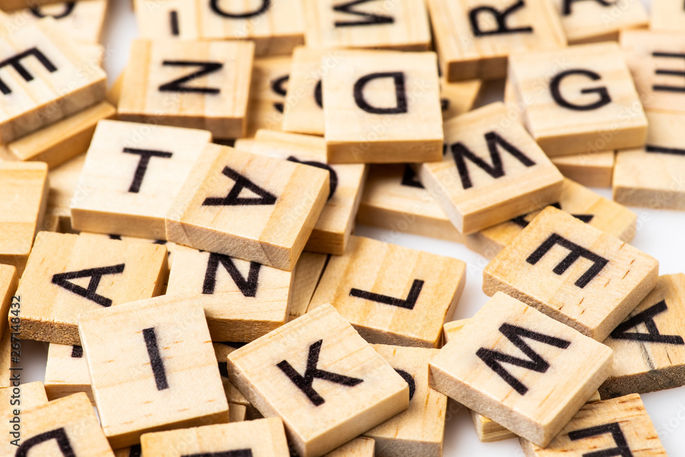 Heap Assorted Uppercase Scrabble Letter Tiles Stock Photo | Adobe Stock