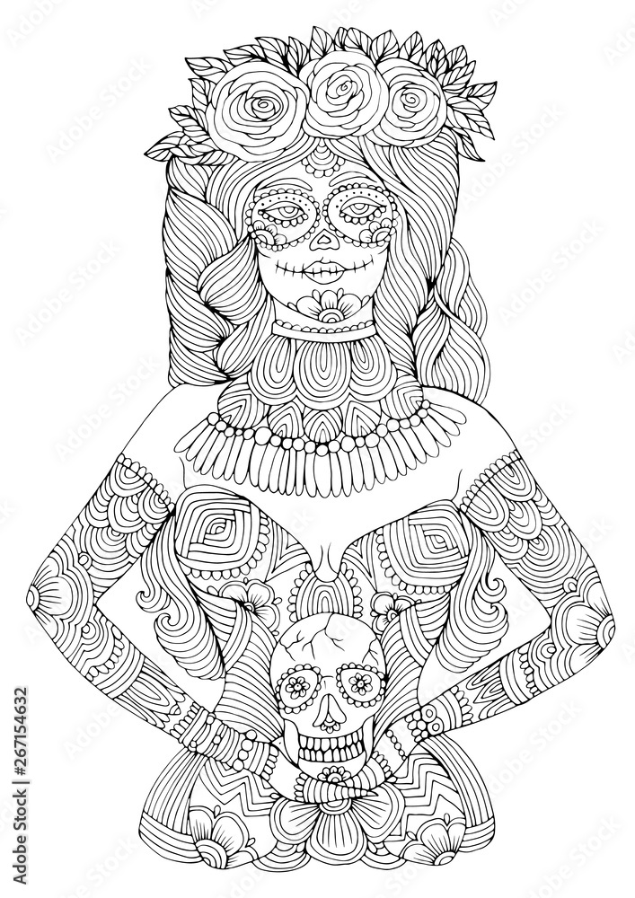 Day Of The Dead Girl Coloring Pages