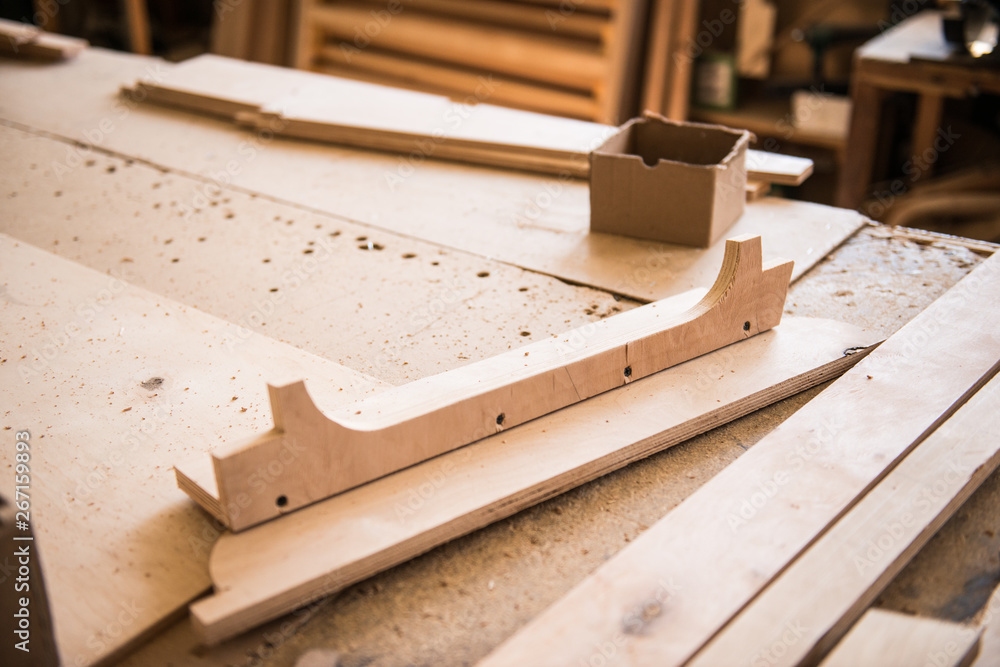 Furniture manufacture. Process of furniture production. Handmade and ...