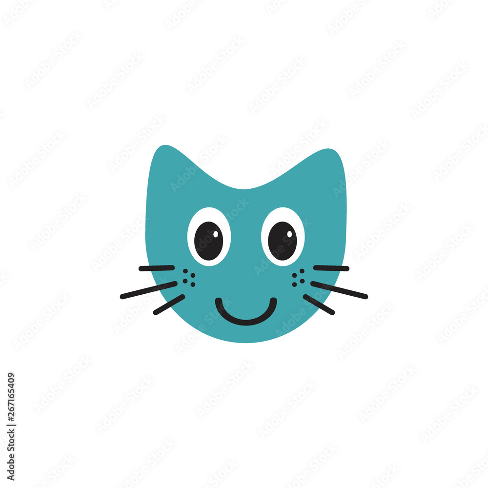cute smiling cat emoticon illustration logo concept Stock Vector ...