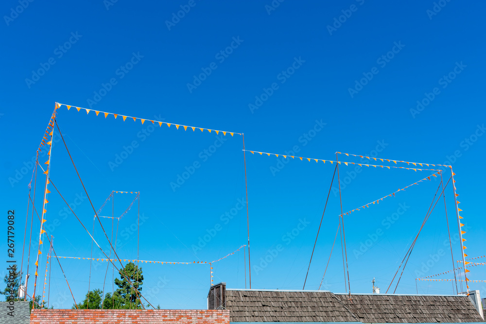 Story poles depict the outline of development project for view ...