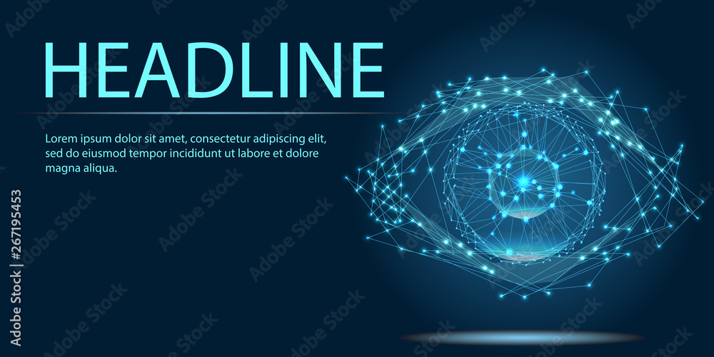 Abstract human eye creative sign. Banner. Abstract image of a starry ...